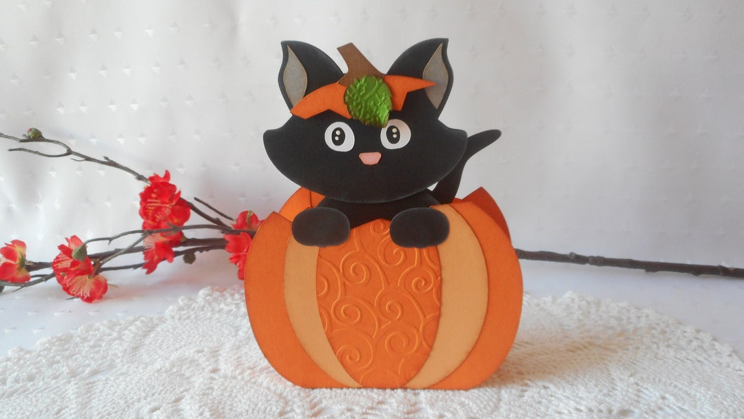 Pumpkin Cat Box Card Handmade 3D Halloween Card in a Box - Etsy