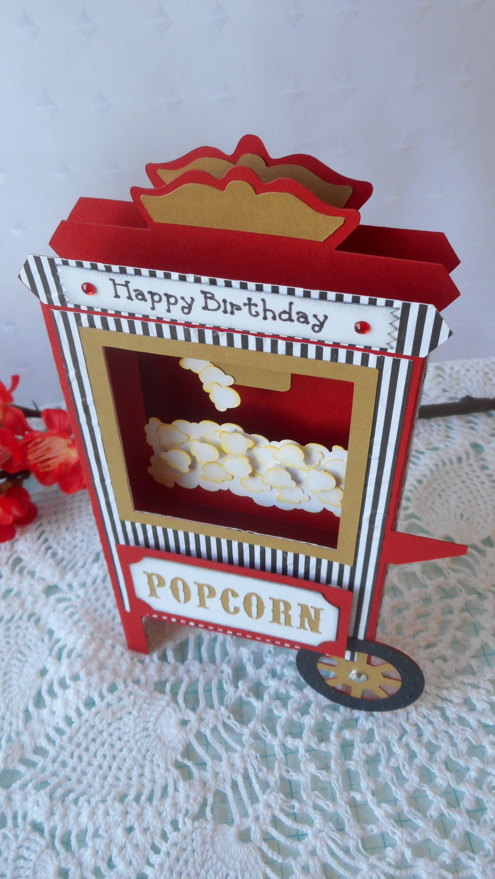 Popcorn Machine Pop-Up Box Card Popcorn 3D Card Handmade | Etsy
