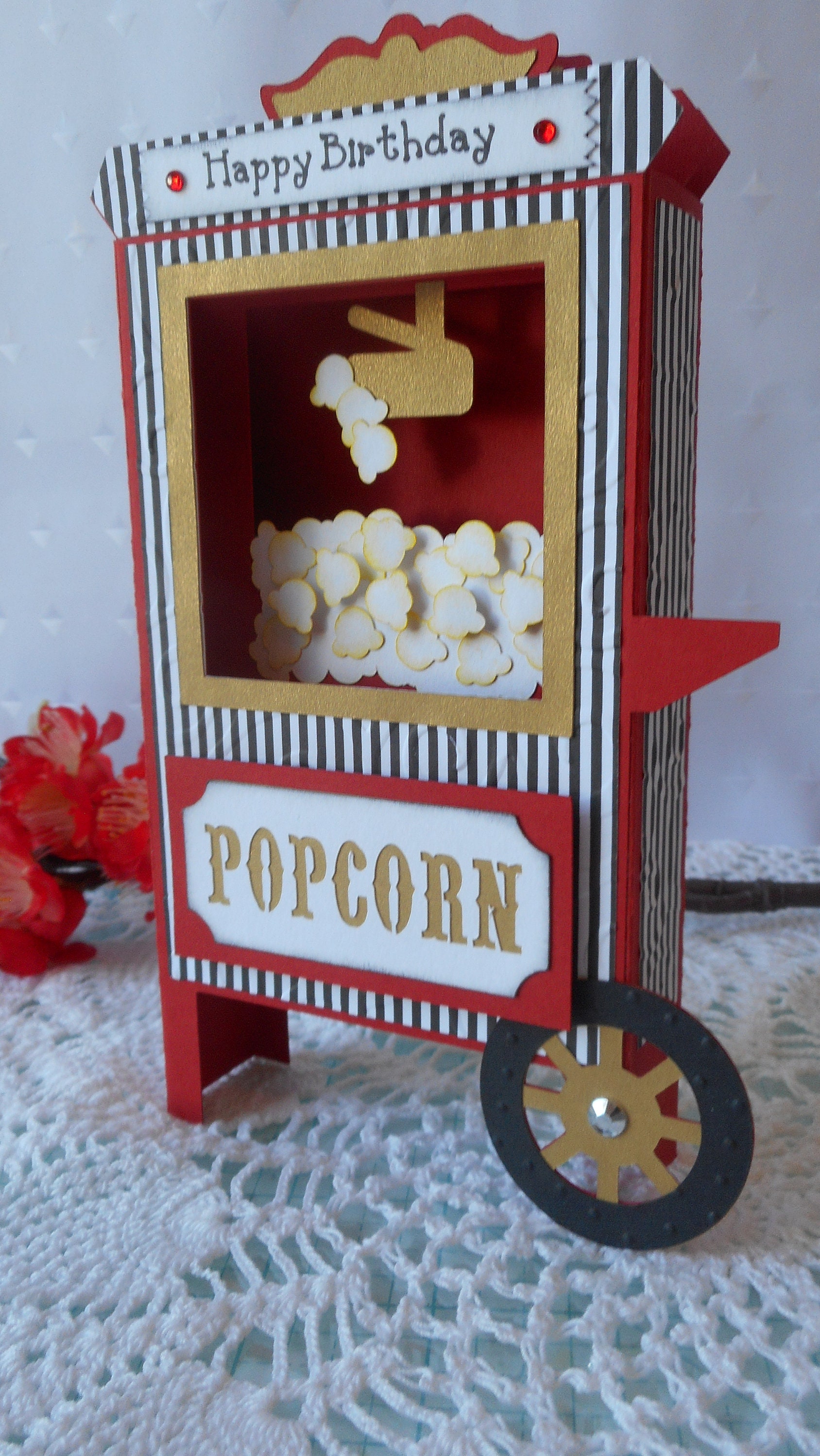Popcorn Machine Pop-Up Box Card Popcorn 3D Card Handmade | Etsy