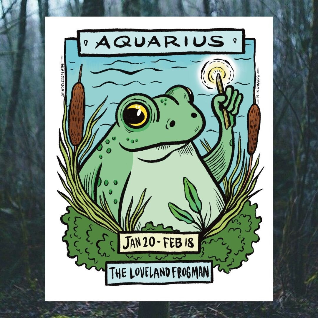 Aquarius Loveland Frogman Cryptid Zodiac Art Print - 8x10 - Etsy