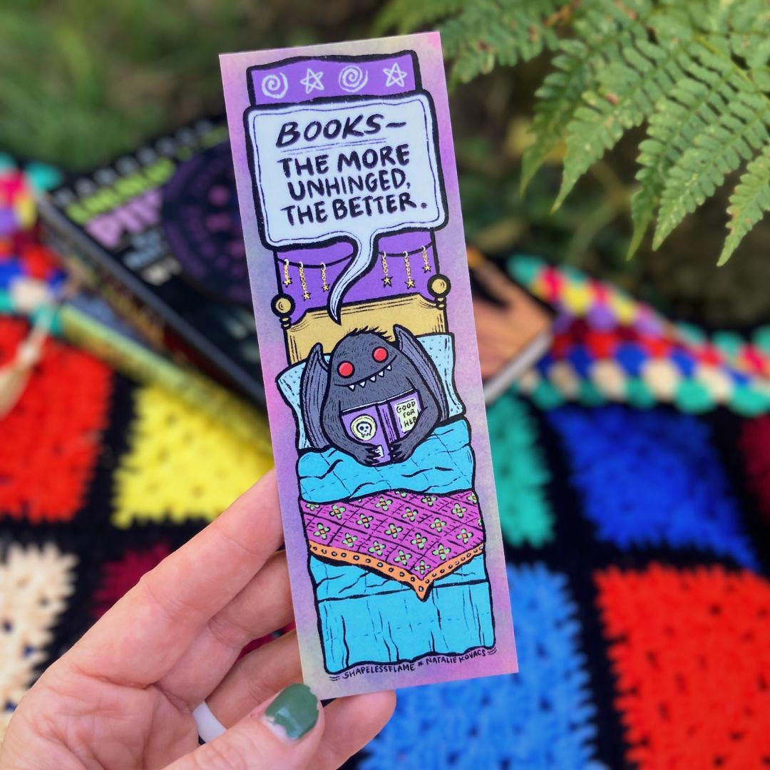 Mothman Reading in Bed Bookmark - Etsy