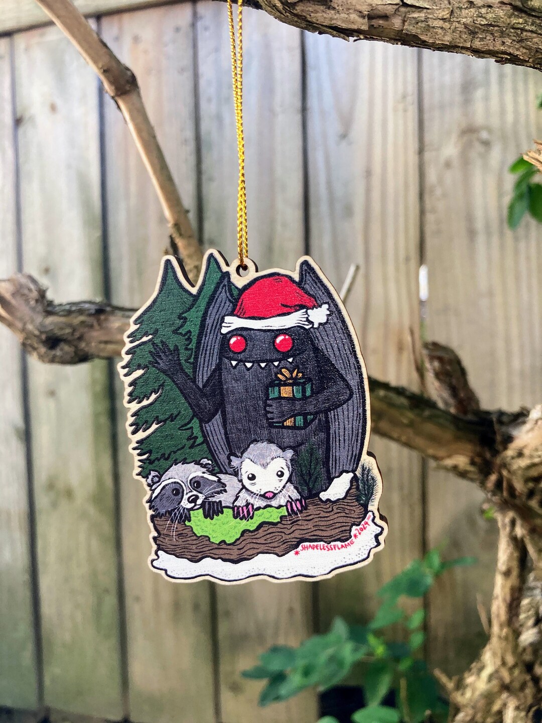 Mothman & Critters Wooden Yule Christmas Holiday Ornament - Etsy