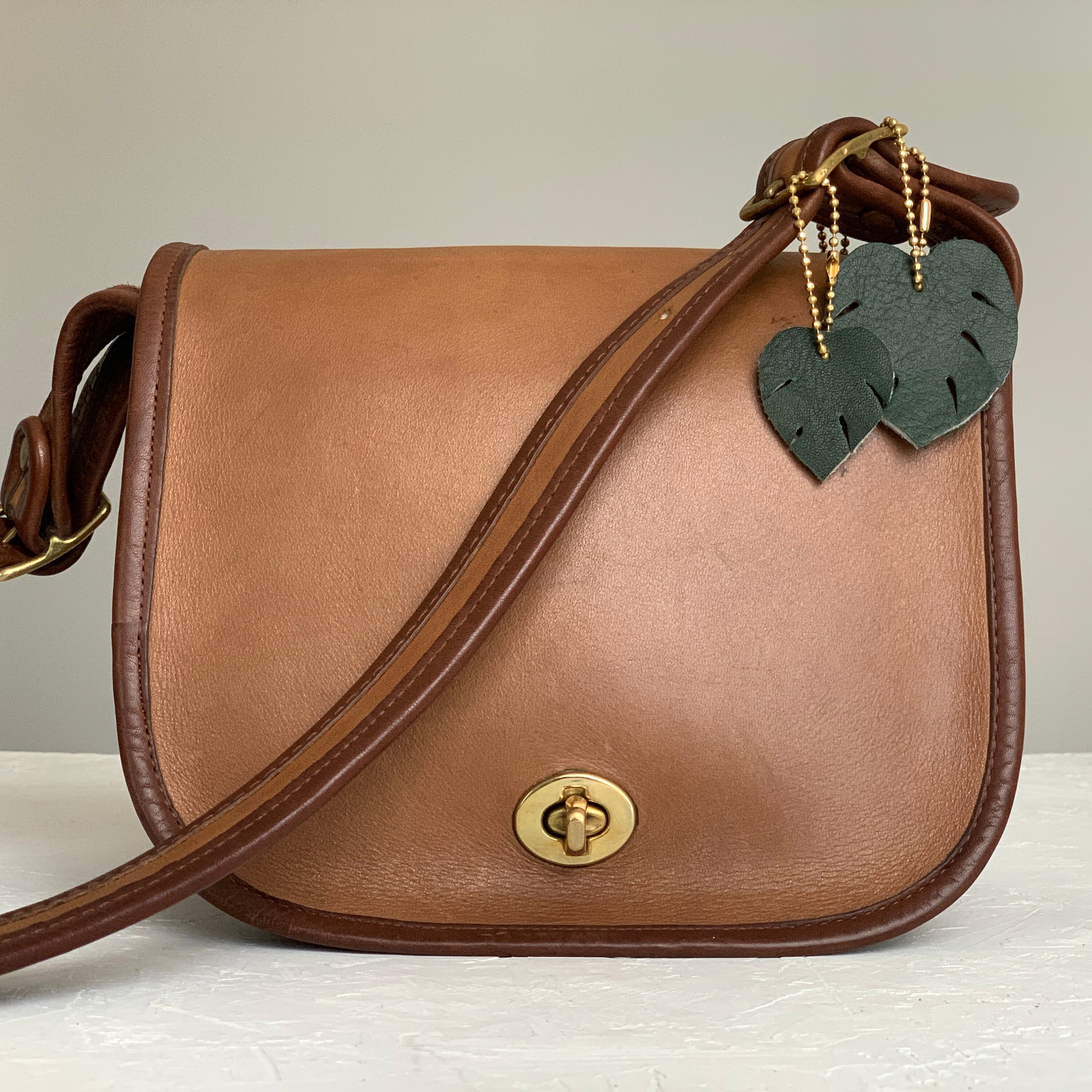 Baby Monty Tag Vintage Coach Bag Charm Handmade Monstera Leaf Charm ...