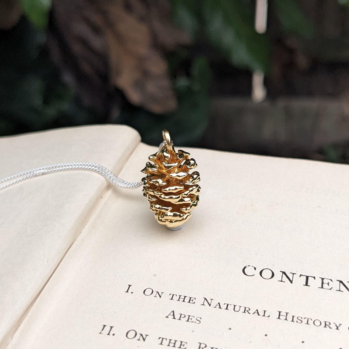 Alder Tree Cone Necklace | Golden Birthday Gift for Mom | Electroformed ...