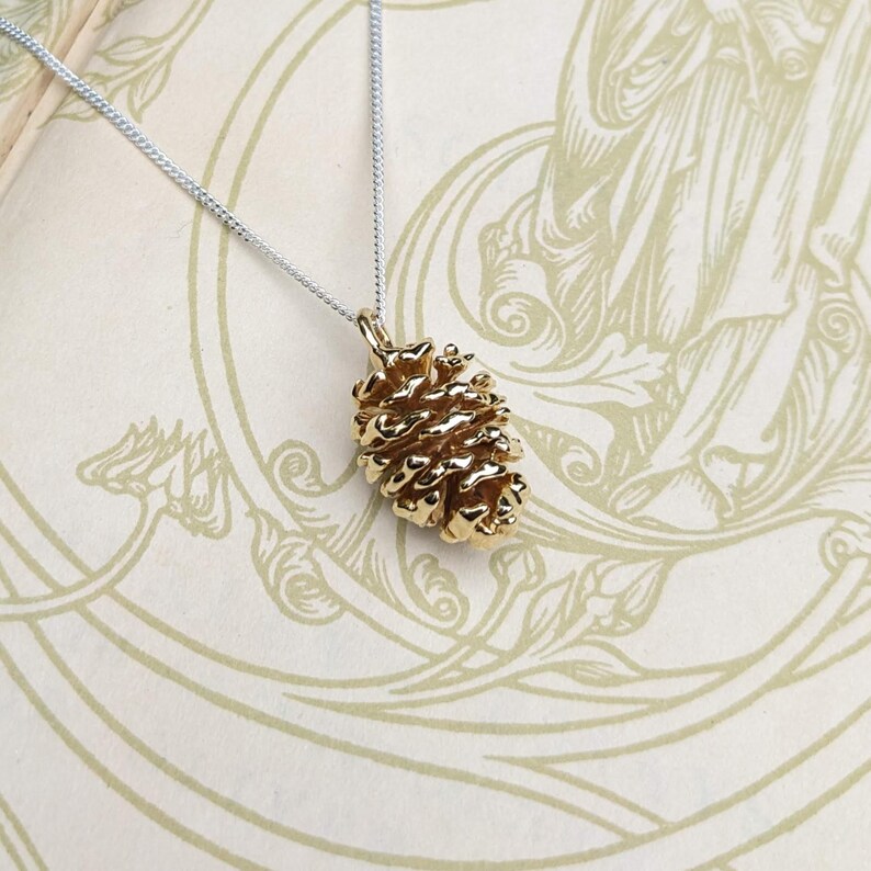 Alder Tree Cone Necklace | Golden Birthday Gift for Mom | Electroformed ...