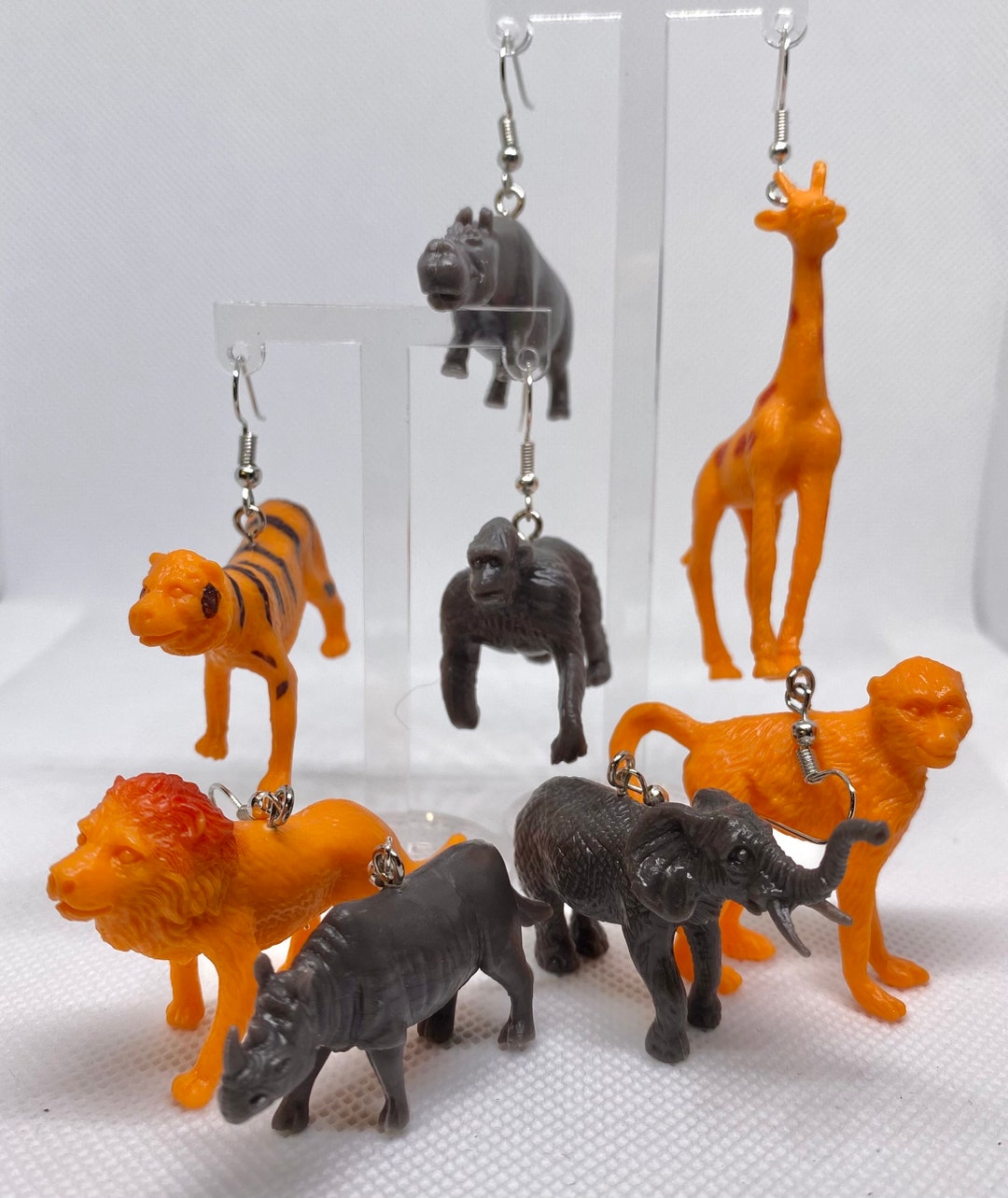 Safari Animal Earrings Zoo Animals Animal Lovers Giraffe Elephant Hippo ...