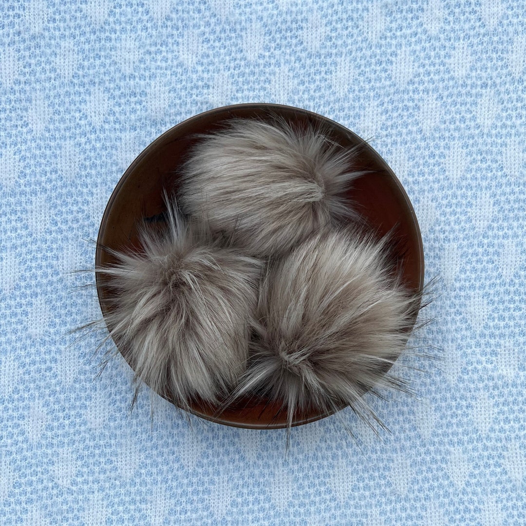 Grey Wolf Faux Fur Pom Poms // Silver Vegan Luxury Faux Fur Pom ...