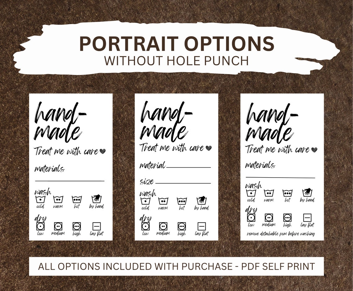 DIGITAL DOWNLOAD Printable Care Cards for Handmade Items - Etsy