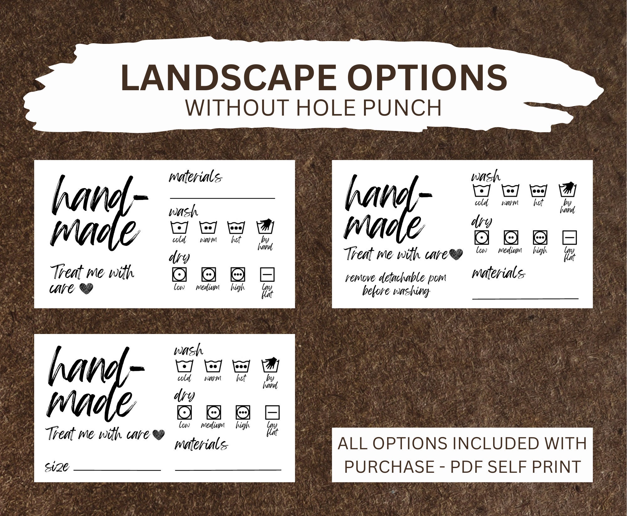 DIGITAL DOWNLOAD Printable Care Cards for Handmade Items - Etsy