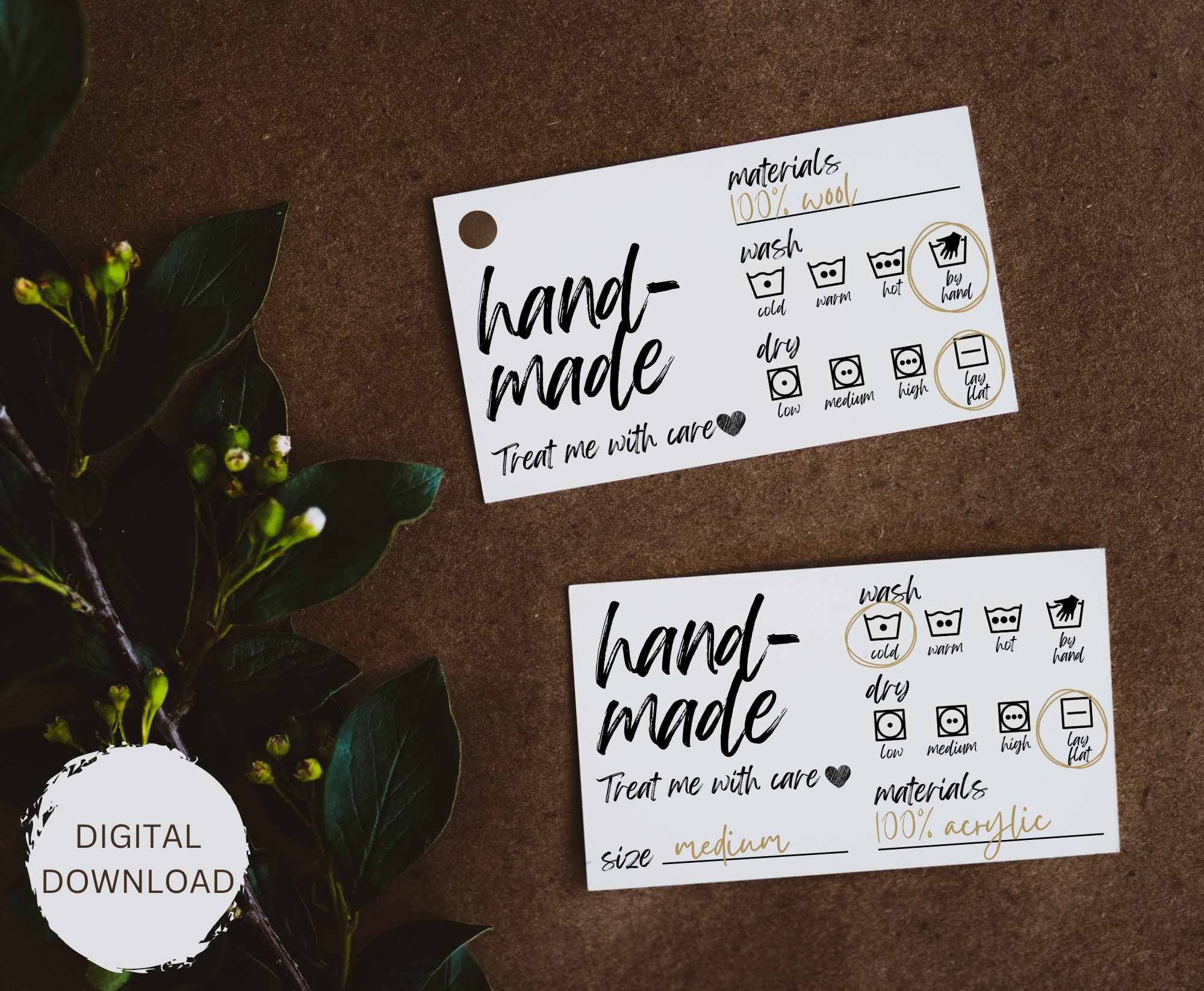 DIGITAL DOWNLOAD Printable Care Cards for Handmade Items - Etsy