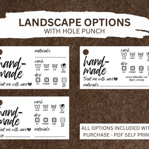 DIGITAL DOWNLOAD Printable Care Cards for Handmade Items Script Font ...