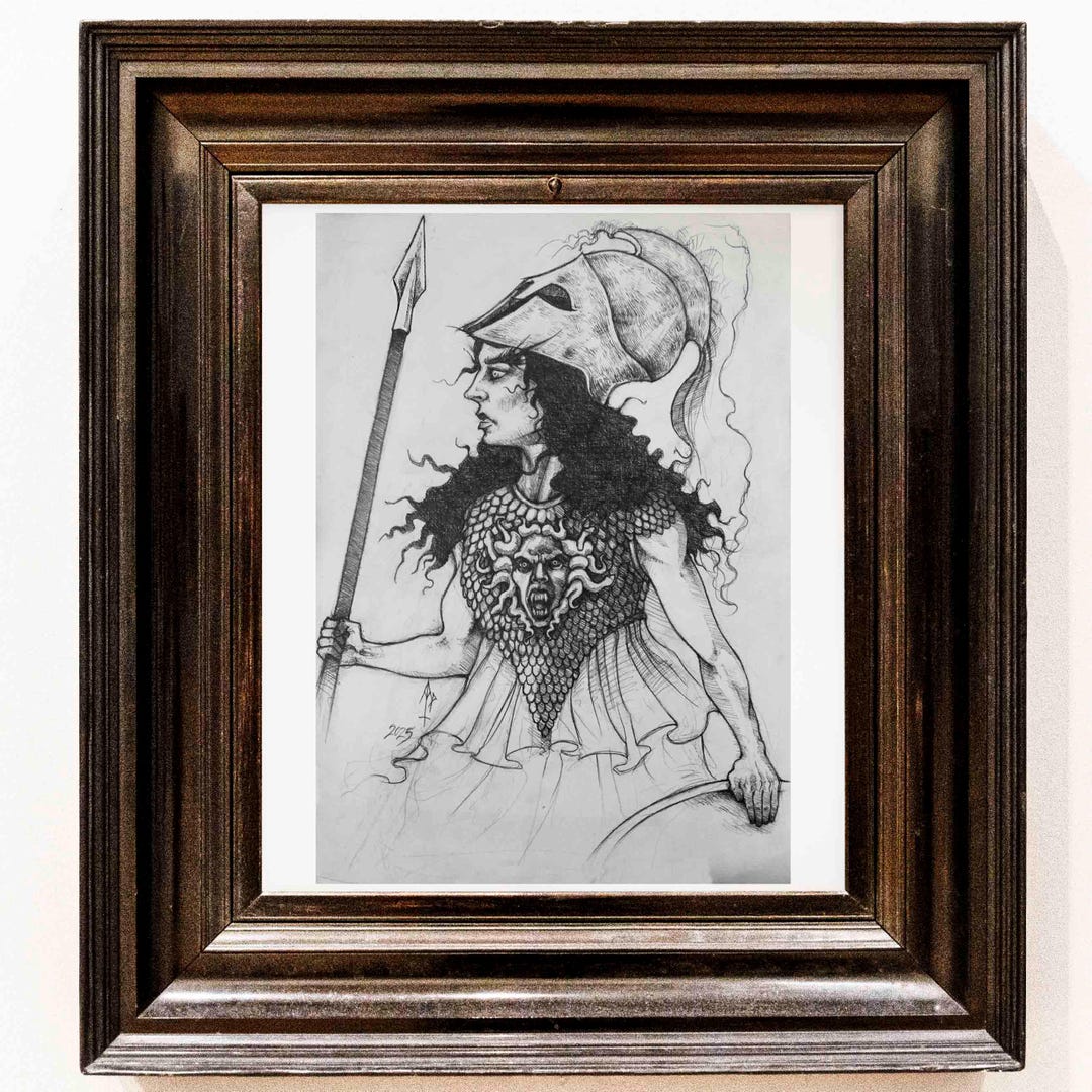 Pallas Athena - Fine Art Print - Drawing - Greek Mythology - Goddess ...