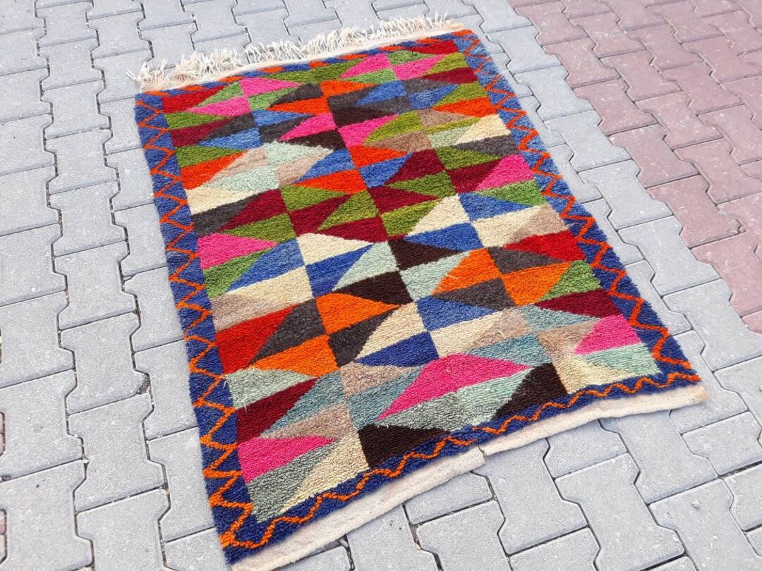 Blue Rug, Mid Century Modern Rug, Carpet, Anatolian Handmade Decorative ...