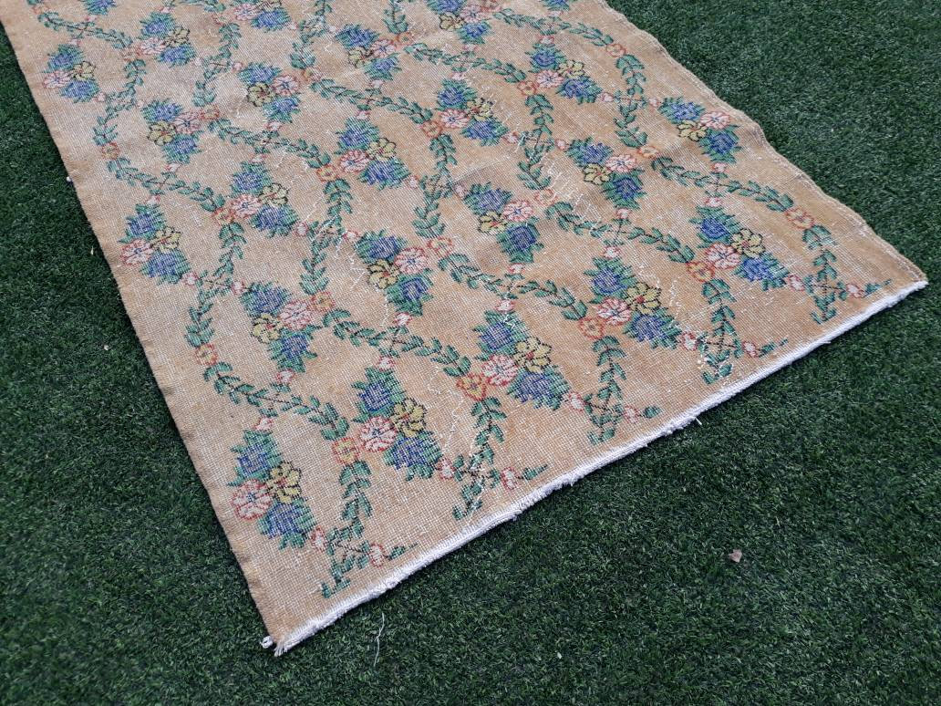 Turkish Vintage Rug Large Oushak Rug Blue Rug Anatolian | Etsy