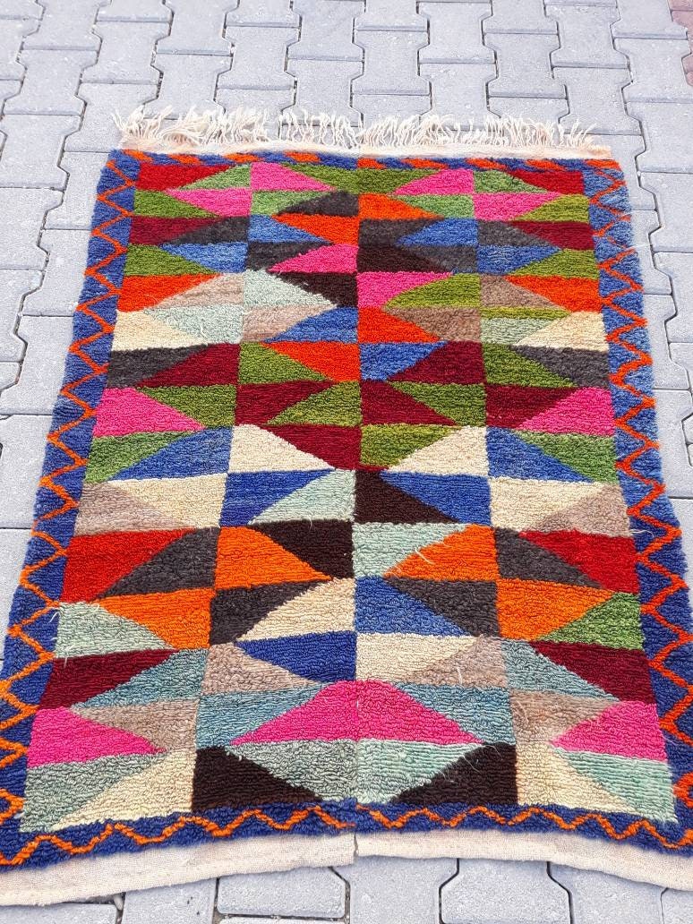 Blue Rug Mid Century Modern Rug Carpet Anatolian Handmade - Etsy