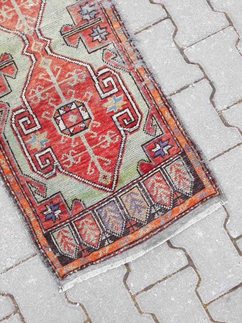 Vintage Turkish Oushak Small Rug 117 x 50 cm / 1.6 x 3.8 ft | Etsy