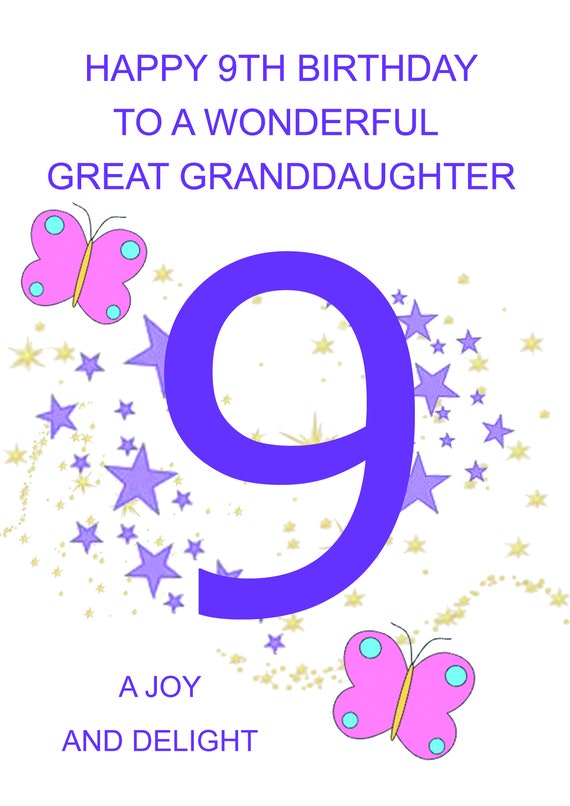 Great Granddaughter 9th Birthday Card Etsy