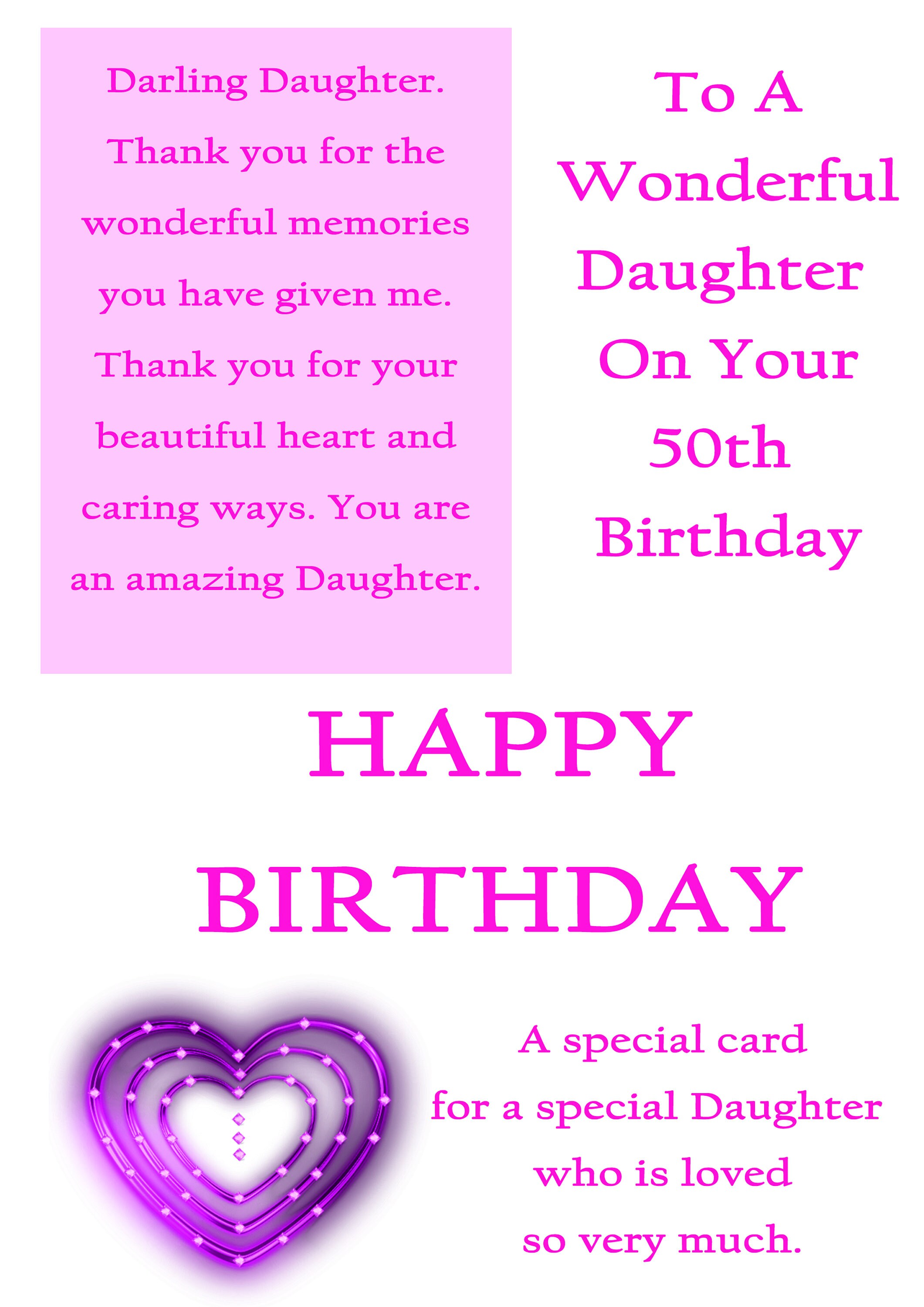 Daughter 50 Birthday Card With Removable Laminate Etsy daughter-50-birthday-card-with-removable-laminate-etsy