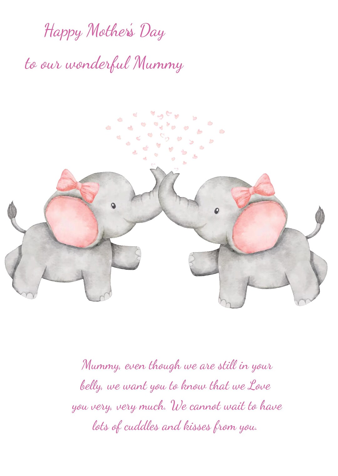 Mummy Bump Twin Girls Mothers Day Card - Etsy