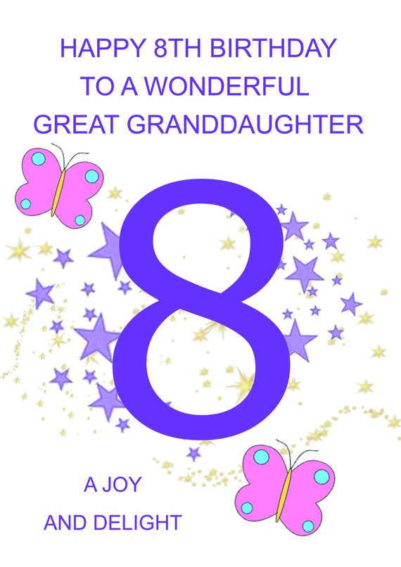 Great Granddaughter 8th Birthday Card Etsy Great Granddaughter 8th Birthday Card Etsy