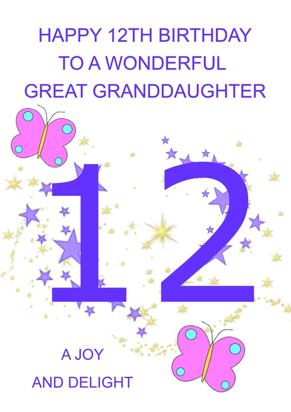 Great Granddaughter 12th Birthday Card | Etsy UK Great Granddaughter 12th Birthday Card | Etsy UK
