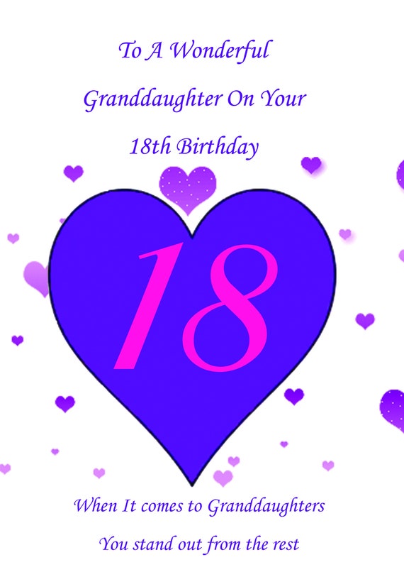 Granddaughter 18th Birthday Card Etsy UK Granddaughter 18th Birthday Card Etsy UK