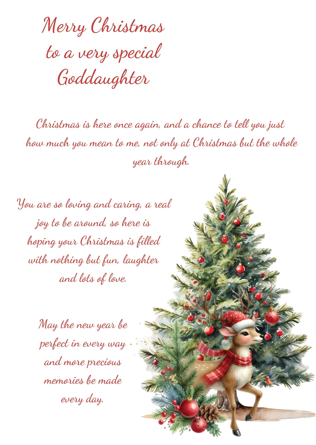 Goddaughter Christmas Card - Etsy