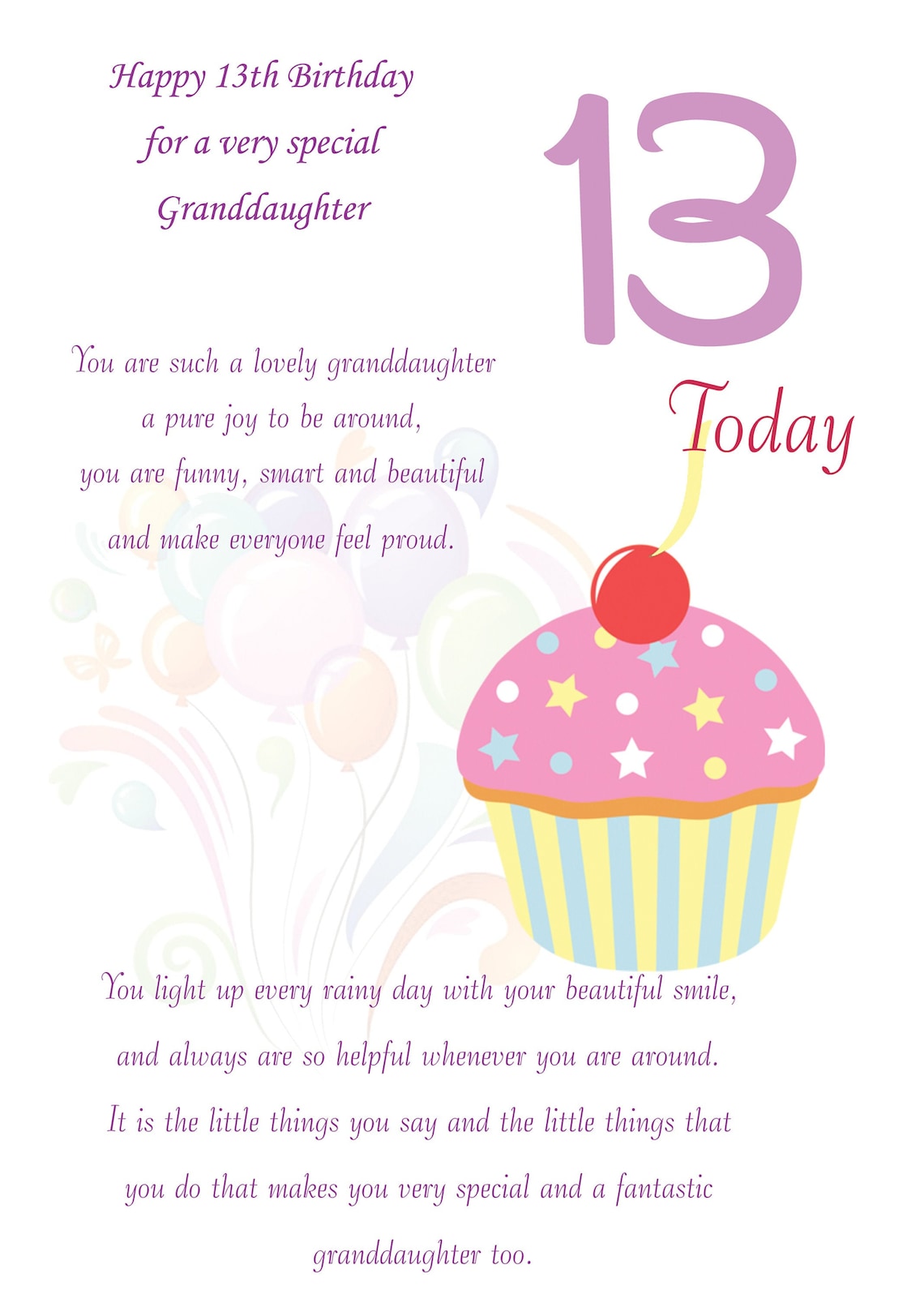 Granddaughter 13th Birthday Card - Etsy