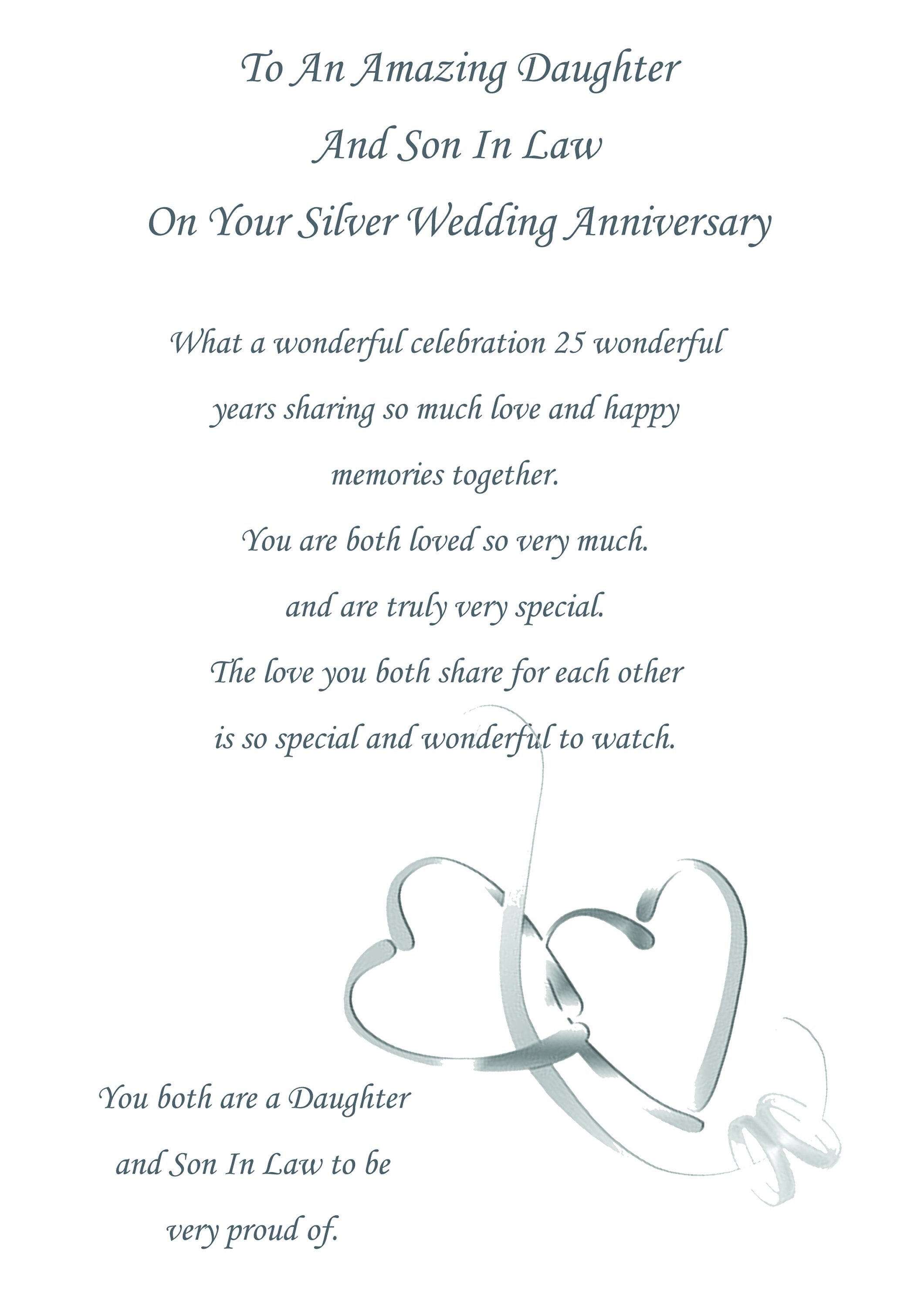 Daughter Son In Law Silver Anniversary Card Etsy
