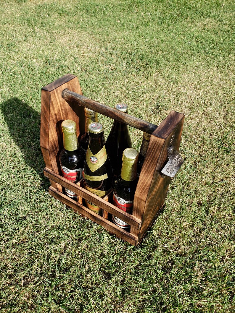 Wooden Beer Caddy With Opener - Etsy