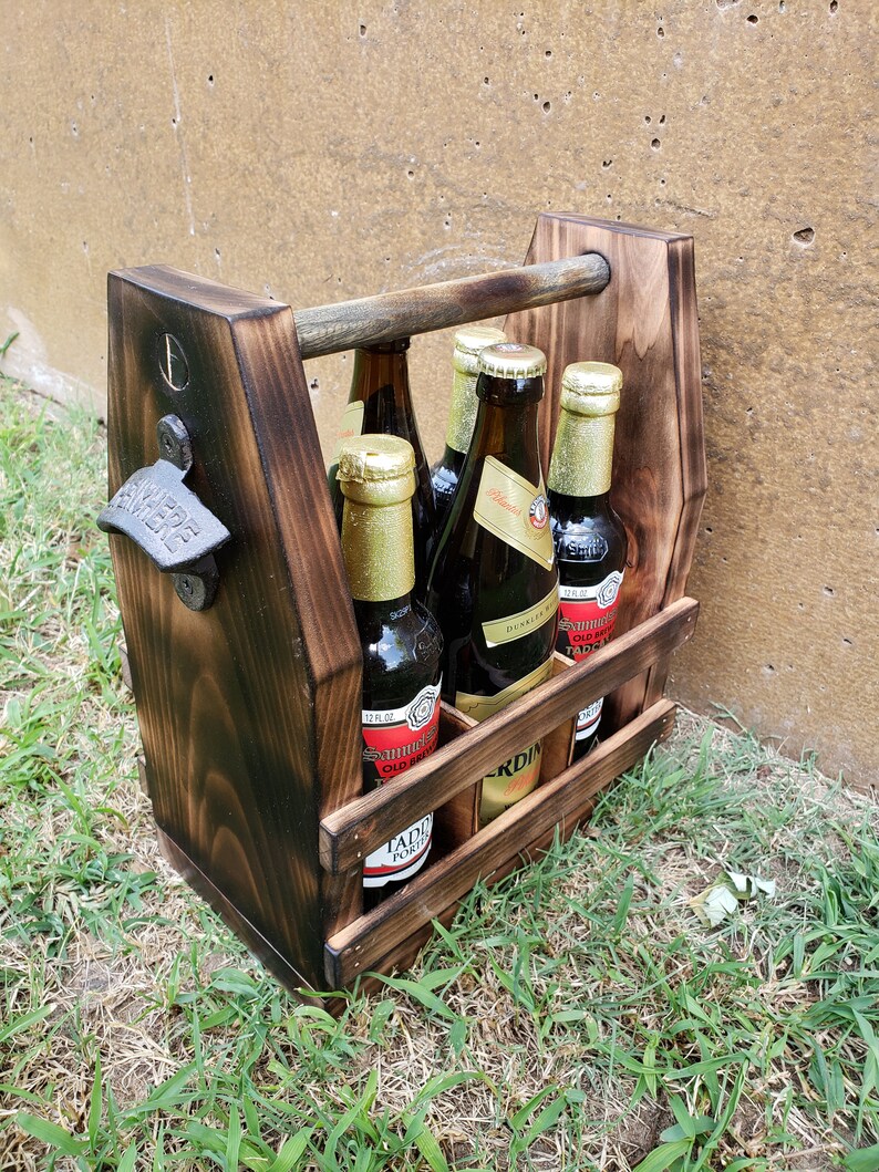 Wooden Beer Caddy With Opener - Etsy