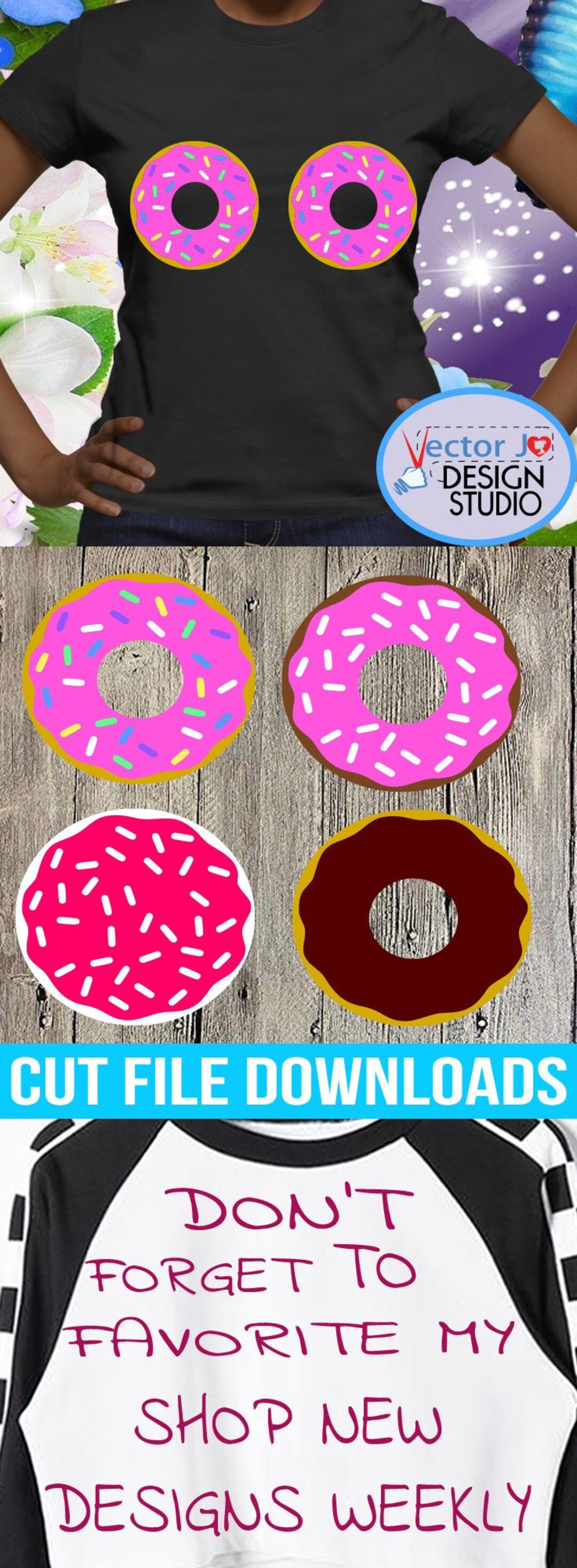 Sprinkle Donut SVG File, Sprinkle Donuts Clipart, Strawberry Donut DXF ...