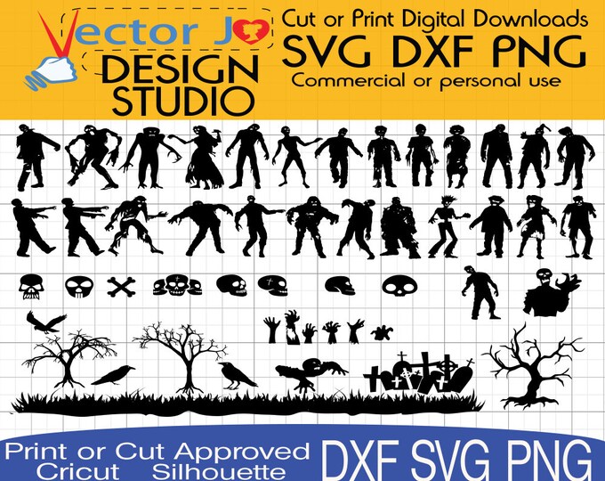 Zombie Bundle Svg,png,dxf, Halloween Zombie Clipart, Zombie Hand ...