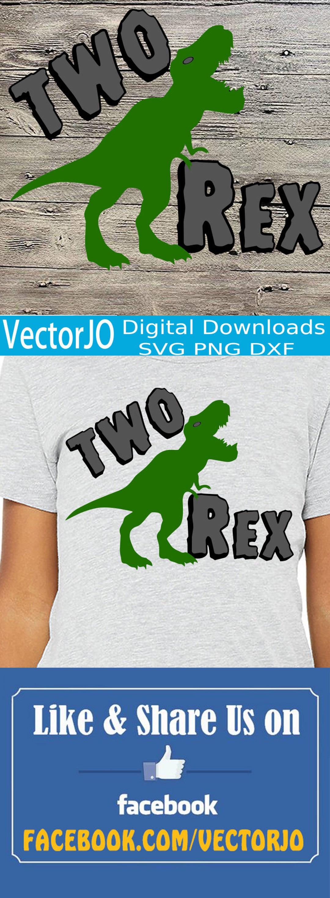 Two Rex Svg, Second Birthday Svg , Tw0, Dinosaur, T-rex SVG, PNG,DXF ...