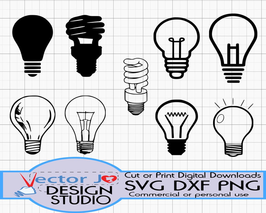 Light Bulbs SVG Doodles Bundle, Lights SVG File for Silhouette Cameo ...