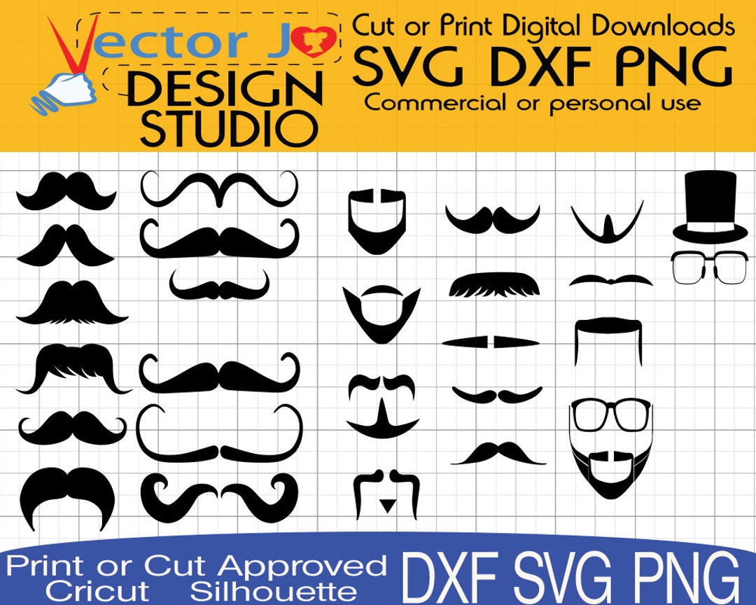 Mustache SVG Bundle, Moustache SVG, Mustache Clipart, Cut Files for ...