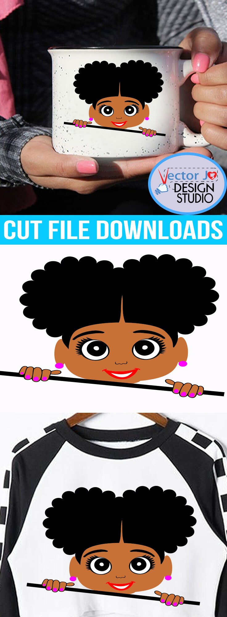 Afro Puff SVG Peek a boo svg puffs svg afro woman svg | Etsy