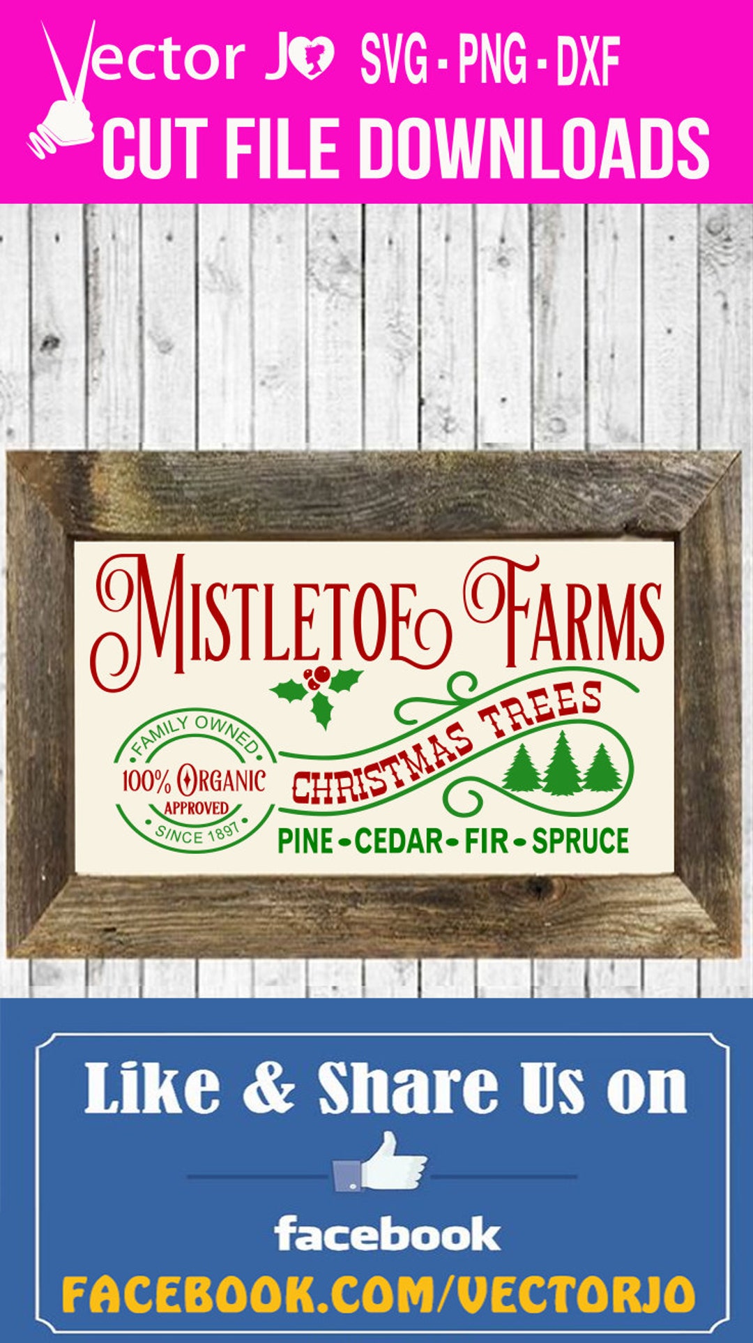 Mistletoe Farms Christmas Trees Svg Cut File for Rustic Christmas Home ...