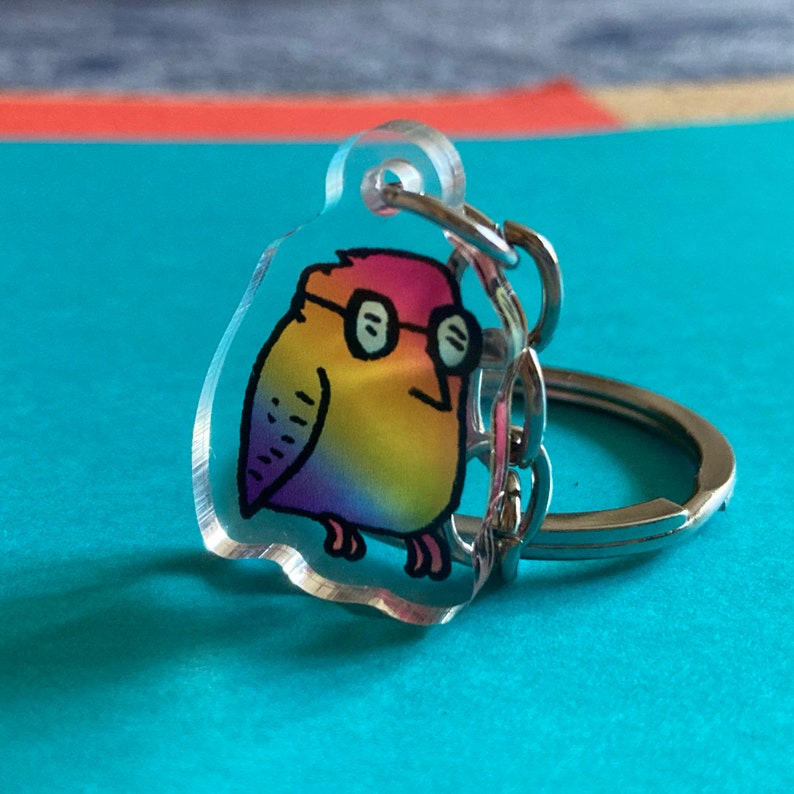 Birb Nerd Double Sided Rainbow Bird Keychain - Etsy