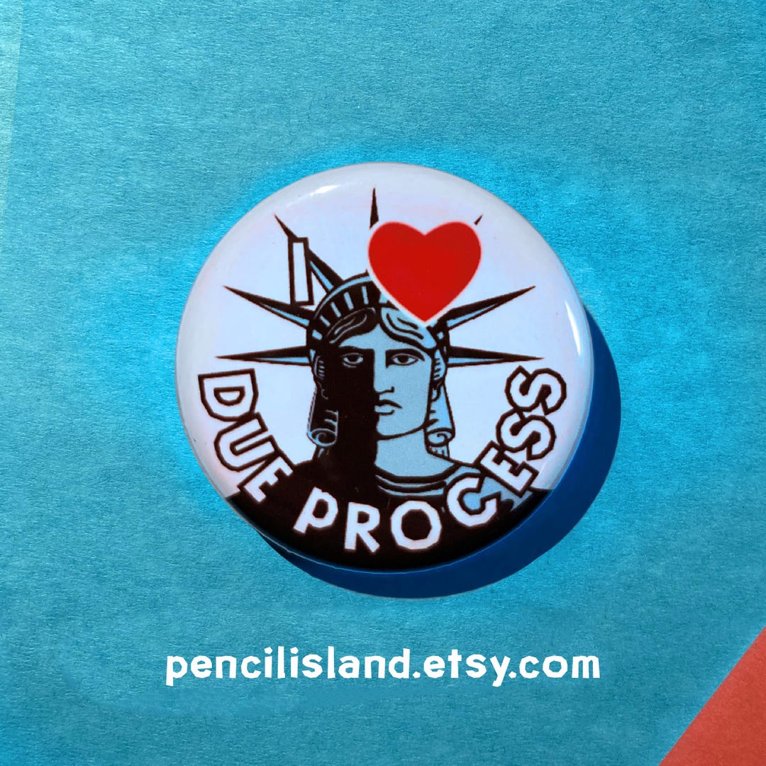 I Love Due Process Lady Liberty Pin - Anti-fascist Pro-democracy - 1.25 ...