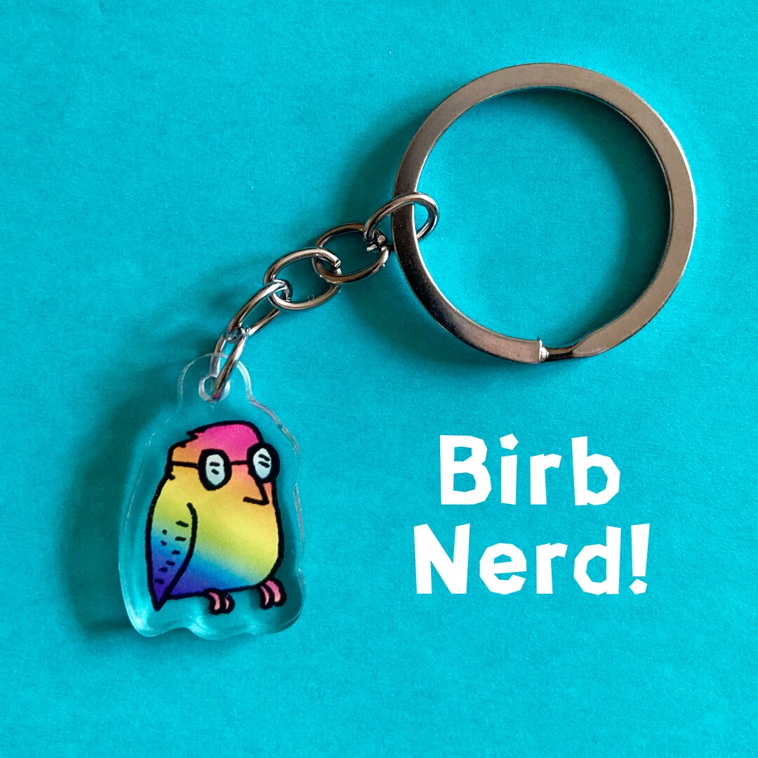 Birb Nerd Double Sided Rainbow Bird Keychain - Etsy