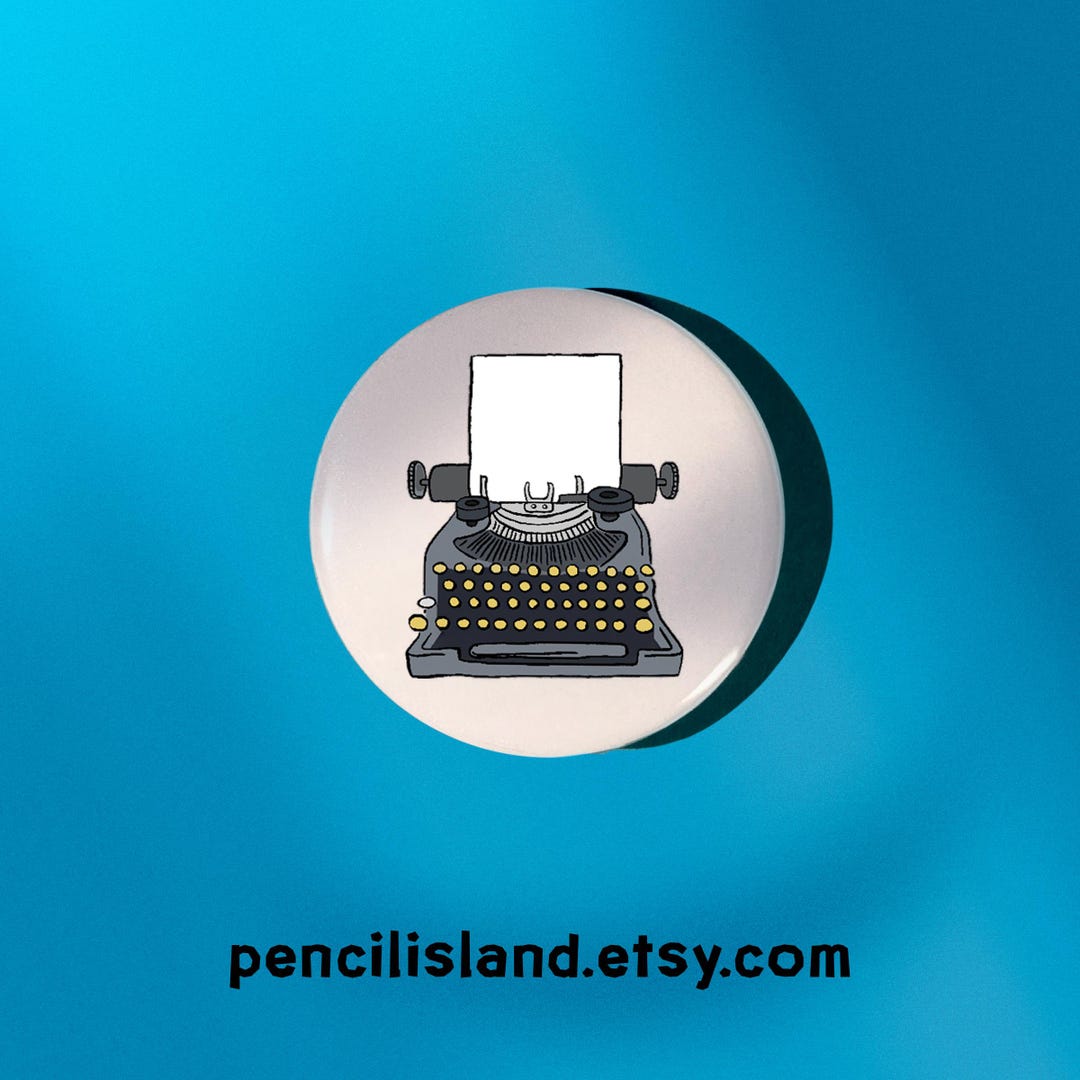 Vintage Typewriter Pin Back Button - 1.25" - Etsy