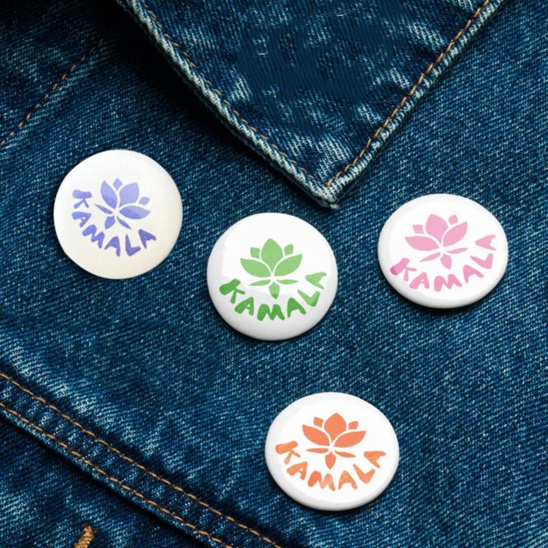 Kamala Harris 2024 Lotus Pin Buttons 1.25”, Vote Blue, Women’s Rights ...