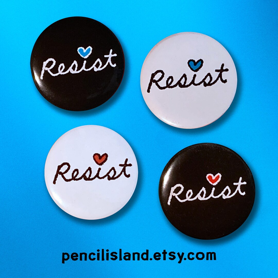 RESIST With Hearts Pin Back Buttons - 1.25" & 1" - Etsy