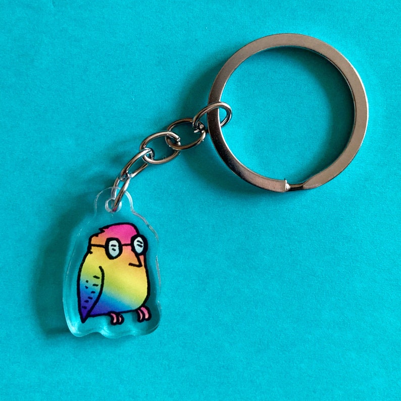 Birb Nerd Double Sided Rainbow Bird Keychain - Etsy