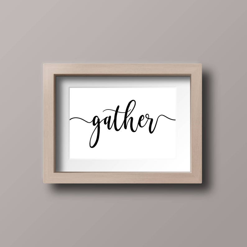 Gather Word Printable Calligraphy Black and White Printable | Etsy