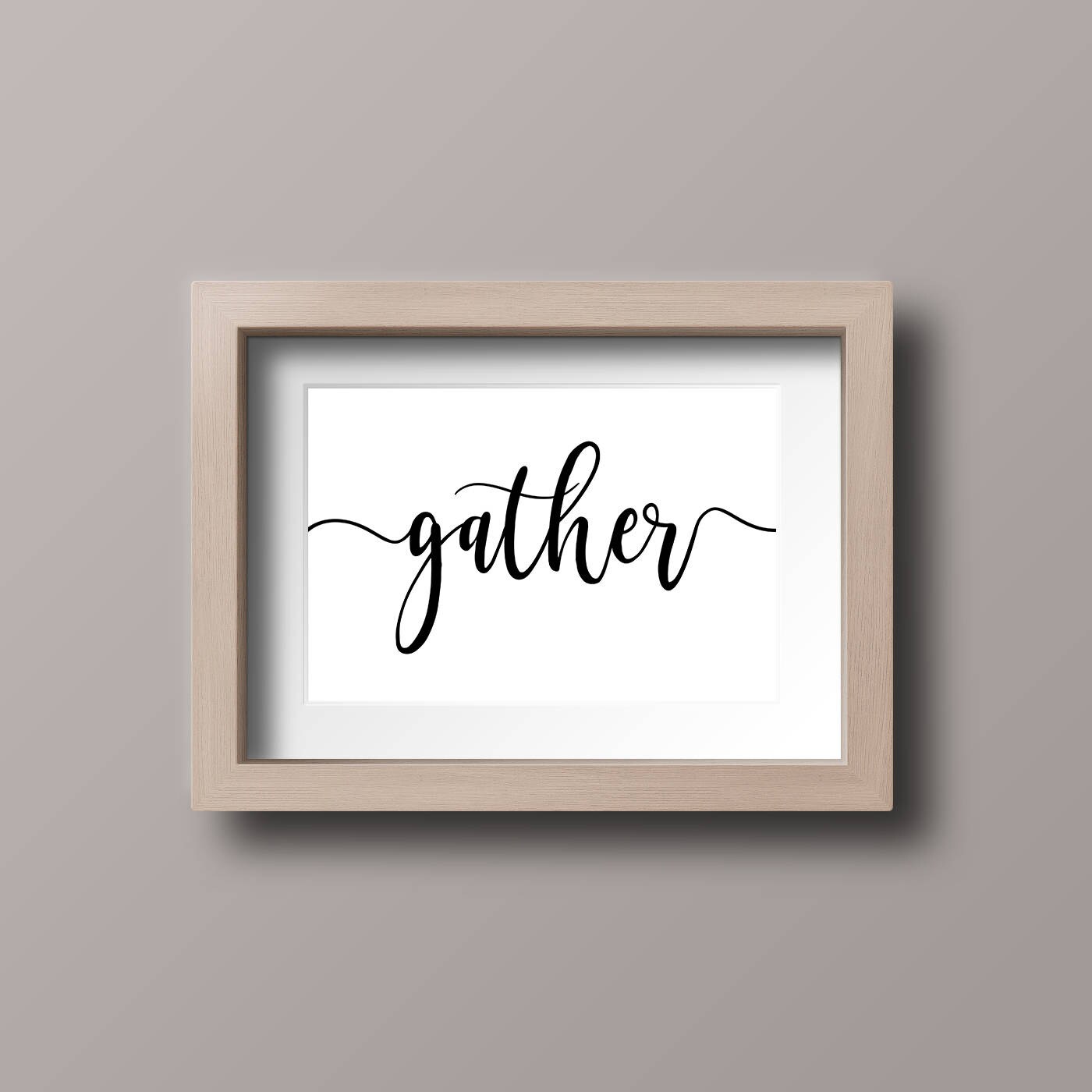 Gather Word Printable, Calligraphy Black and White Printable ...