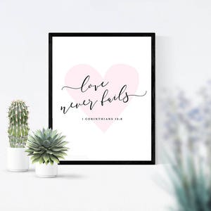 Bible Verse Printable 1 Corinthians 13:8 Love Never Fails - Etsy