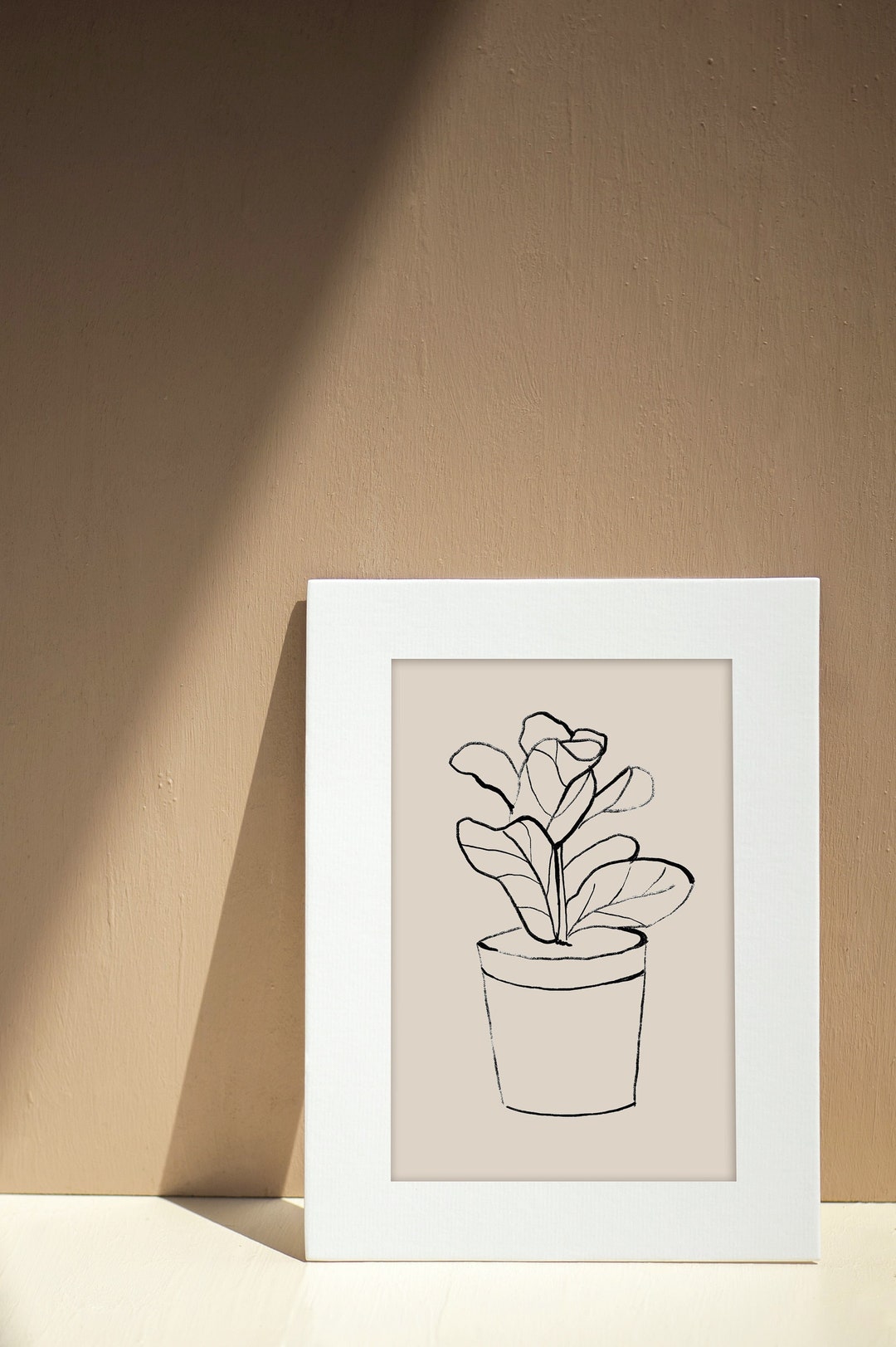 Neutral Fiddle Leaf Fig Wall Print, Botanical Wall Print, Original ...