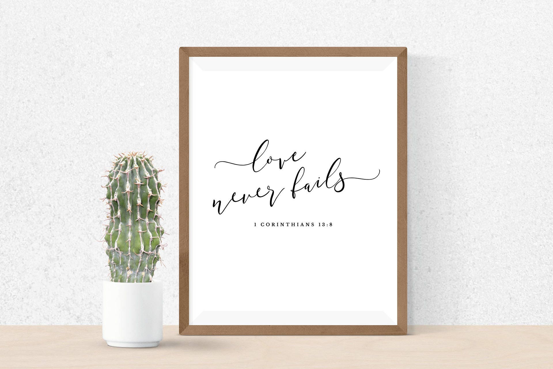 Bible Verse Printable, 1 Corinthians 13:8, Love Never Fails Black, Pink ...